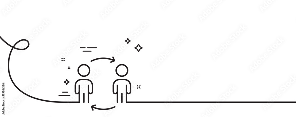 Teamwork workflow line icon. Continuous one line with curl. Business ...