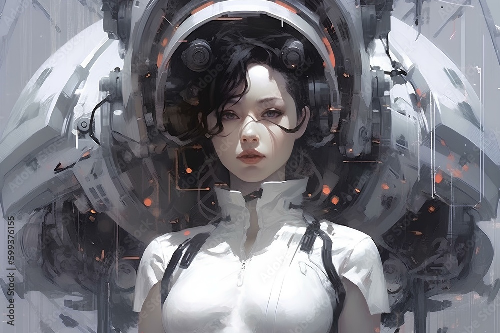 mysterious and beautiful anime girl with bio mech suit. generative AI ...