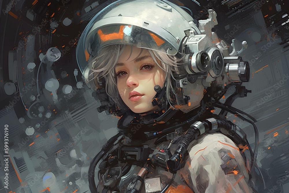 mysterious and beautiful anime girl with bio mech suit. generative AI ...