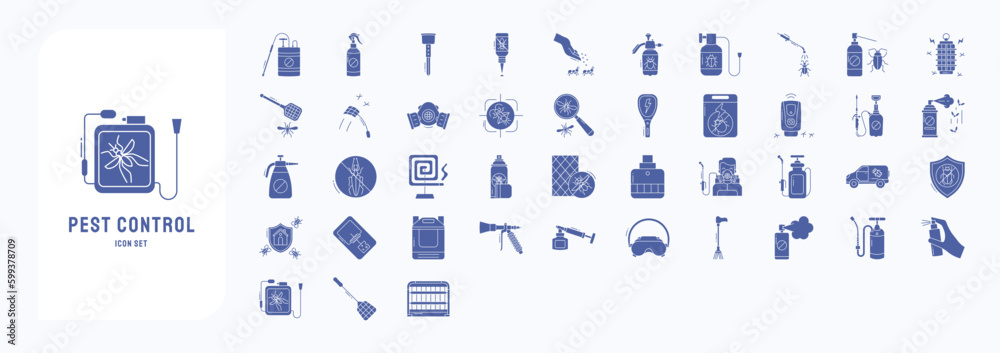 A collection sheet of solid icons for Pest control, including icons ...