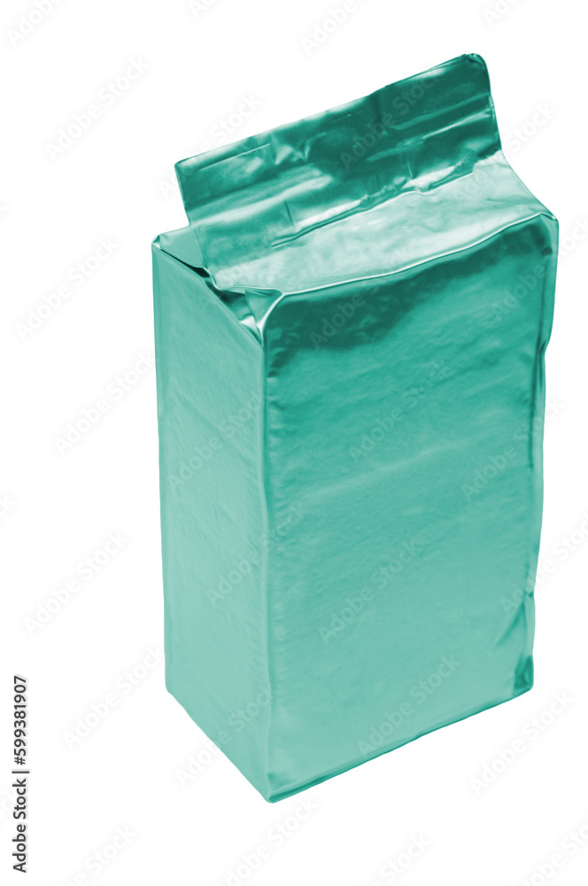 vacuum turquoise packaging with foil on a white background. mockup ...
