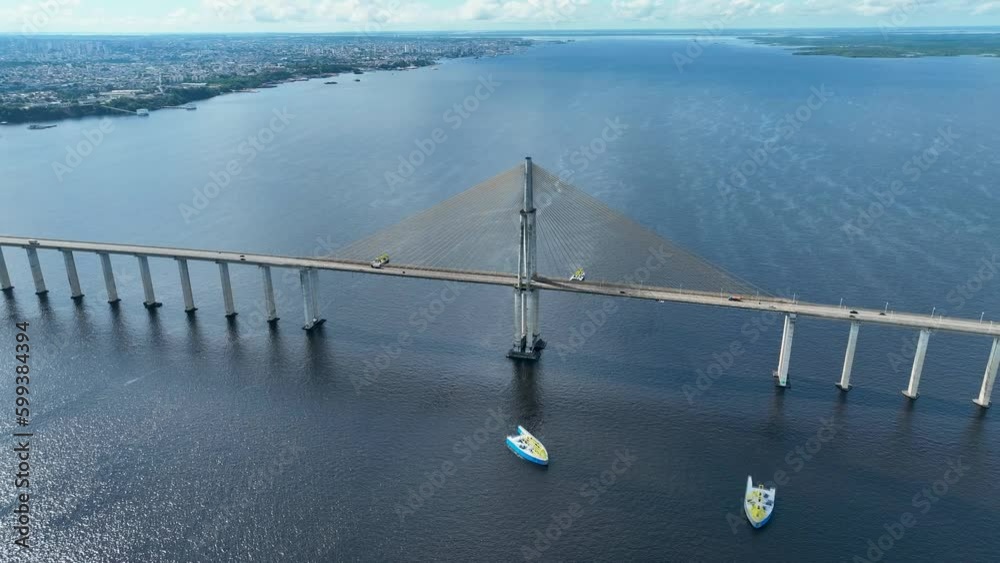 Suspension Cable Bridge At Manaus Amazonas Brazil. Bridge Cable Bridge ...