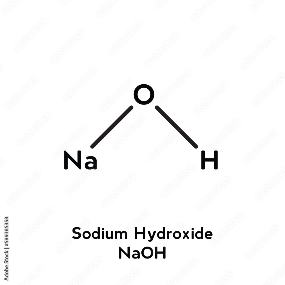 Sodium hydroxide molecular structure isolated on white background Stock ...