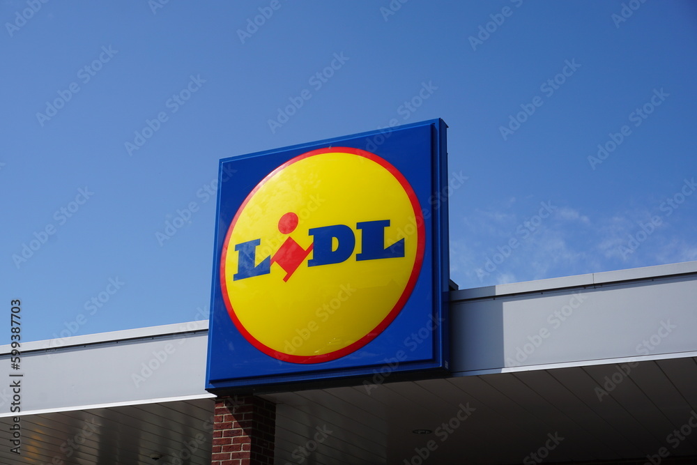 Southampton England 4 May 2023 - Lidl supermarket logo sign on city ...