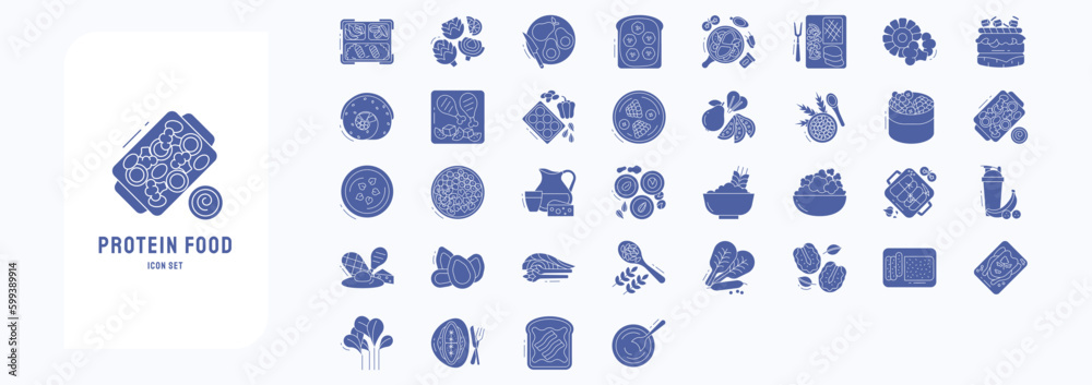 A collection sheet of solid icons for Protein Food , including icons ...