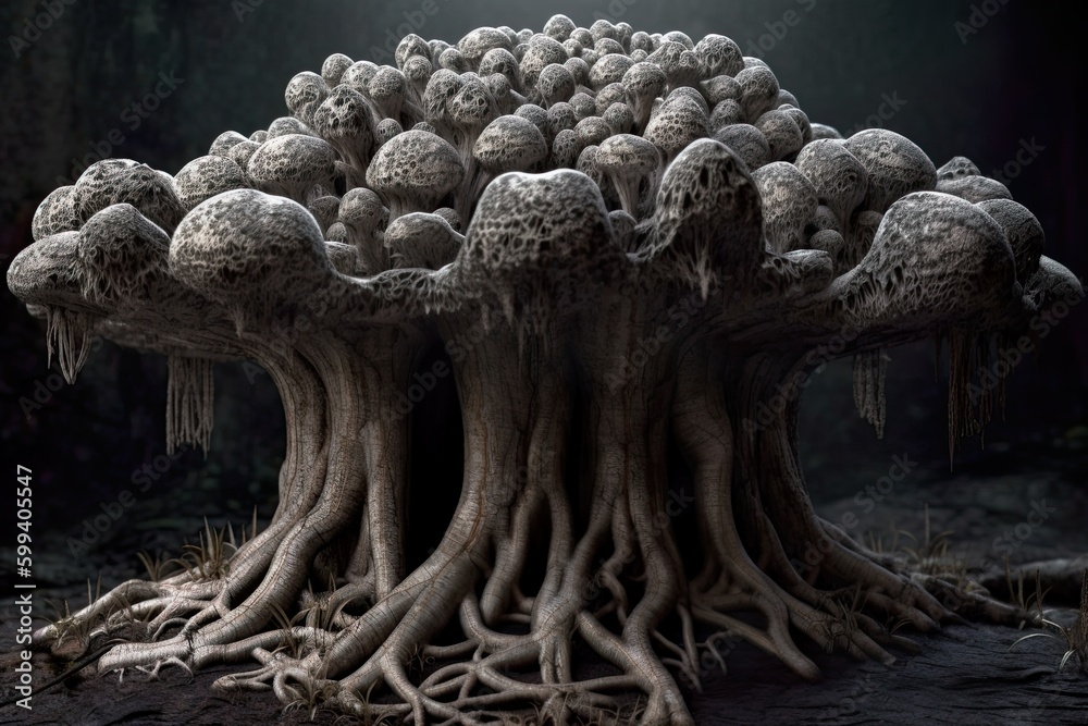 Natural mycelium, fungus, mushroom colony growing, very detailed AI ...