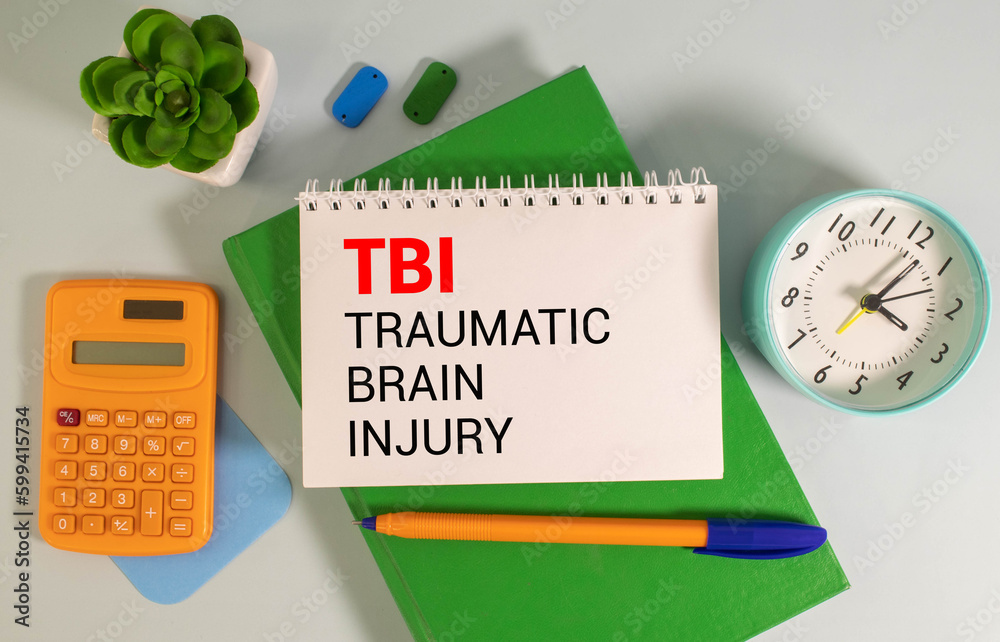TBI traumatic brain injury symbol. Concept words TBI traumatic brain ...