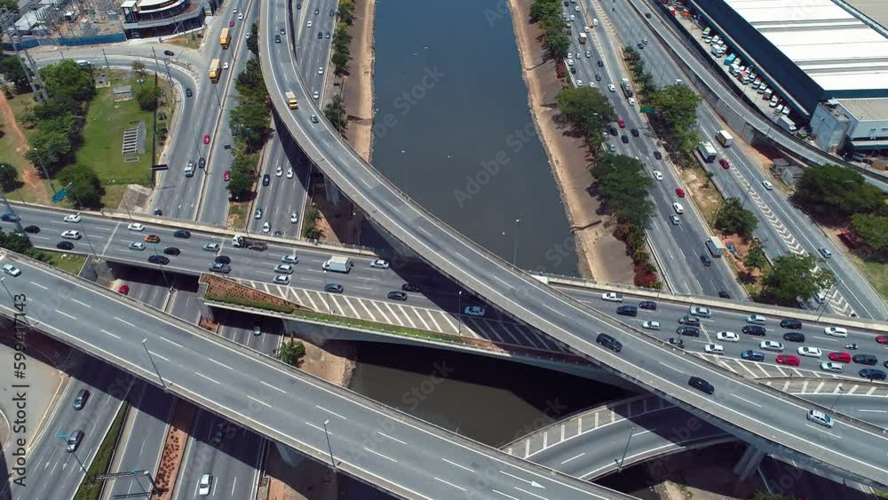 Vidéo Stock Marginal Tiete Road At Sao Paulo Brazil. Road Bridge ...