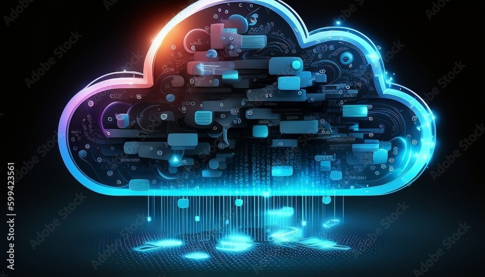 Cloud Computing Creative Illustration. 8K, Technology Backgrounnd, High ...