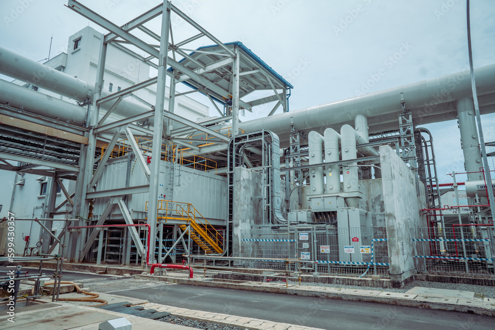 Heat recovery Steam Generator with pipe line, air intake and Up stair ...