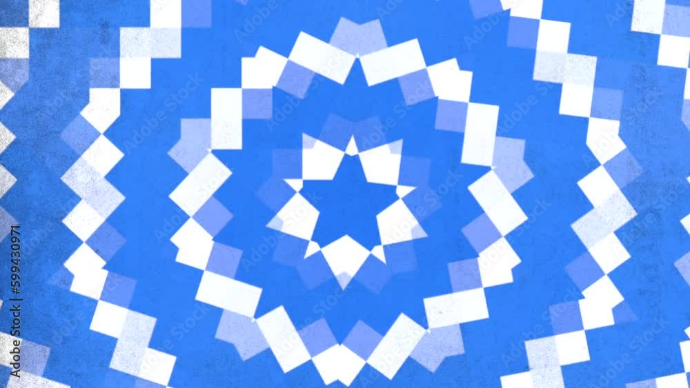 Blue and white pixels pattern in circles in 8 bit of architecture ...