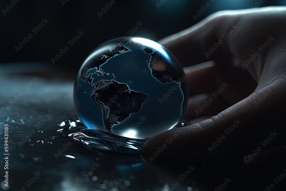 Mirrored Worlds: Hyperrealistic Water Drop with Human and Planet Earth ...