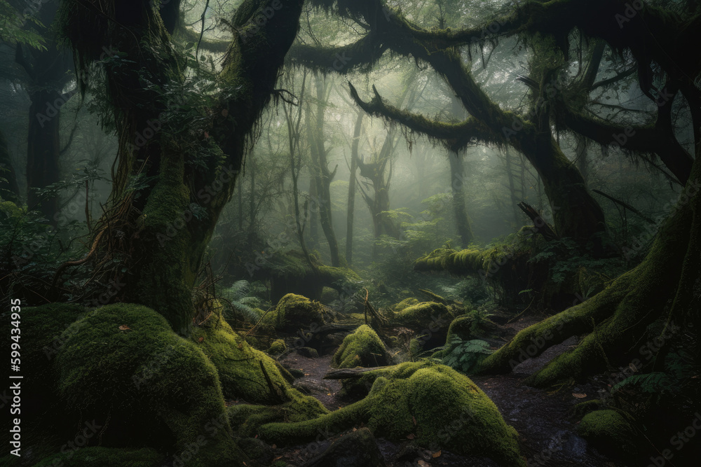 Enchanted Forest misty and magical woodland filled with an ethereal ...