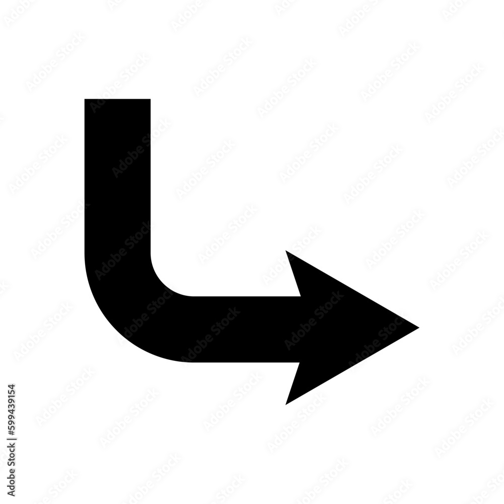 black corner arrow on white background. Vector illustration. Stock ...