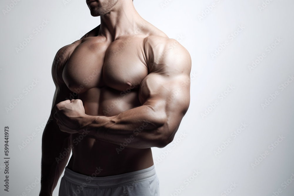 Beautiful male body model muscular, chest, biceps, abs, strong, hard ...