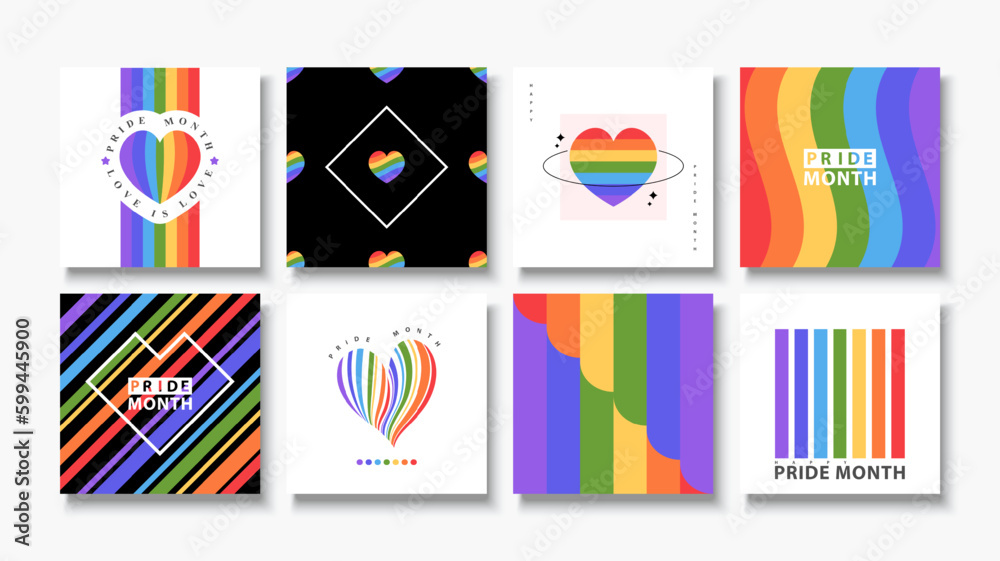 LGBT Pride Month Banners Collection. Set of vector templates square ...