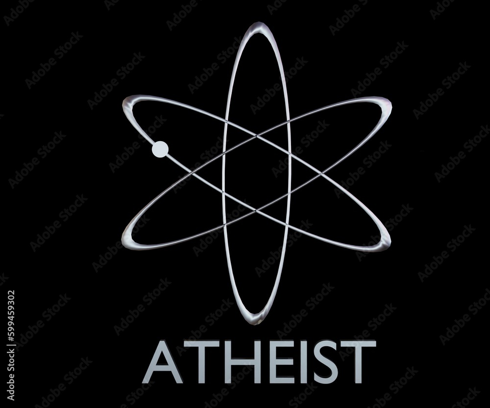 Isolated atheist symbol in the black background 3d rendering Stock ...
