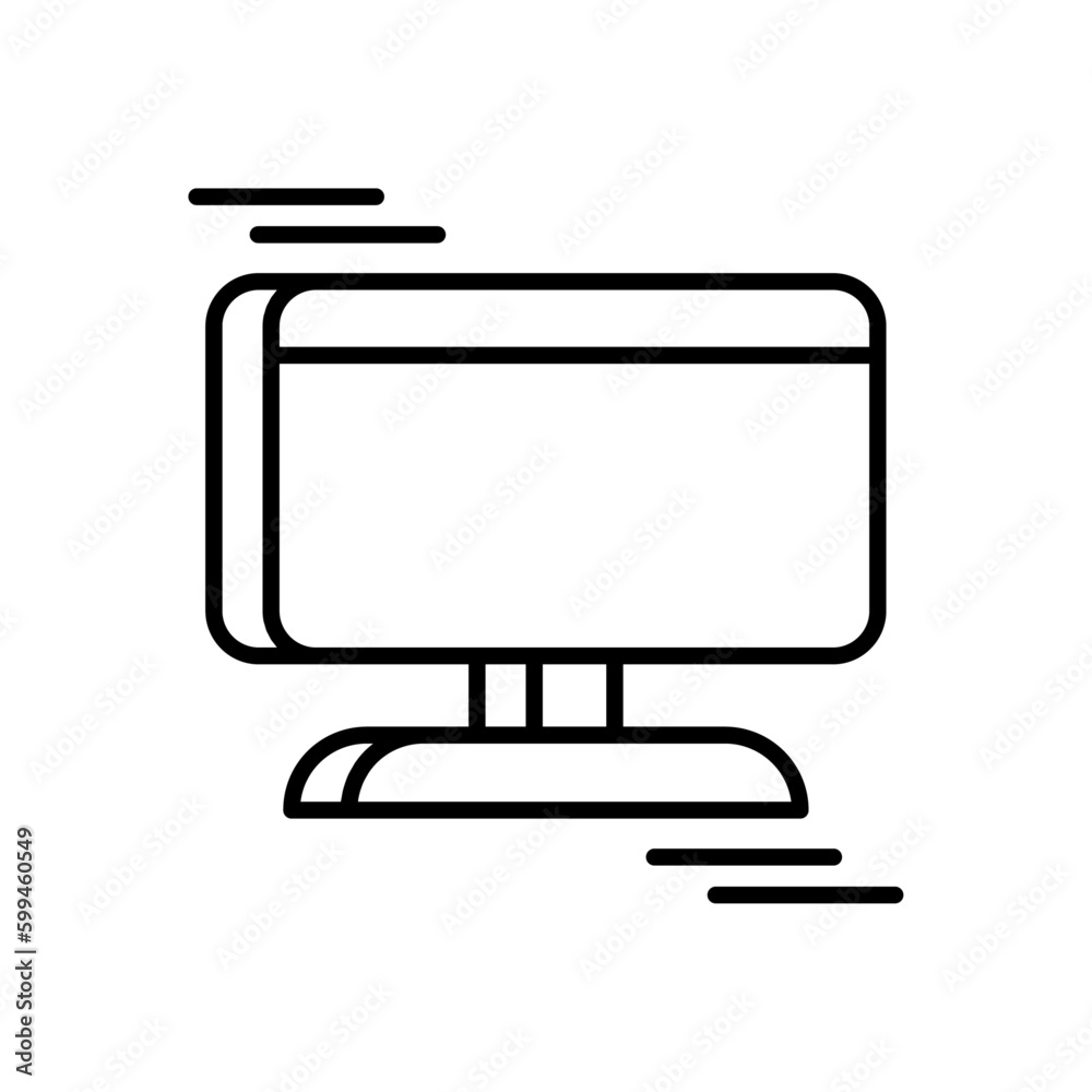 Dekstop business icon with black outline style. symbol, desktop, monitor, internet, web, display ...