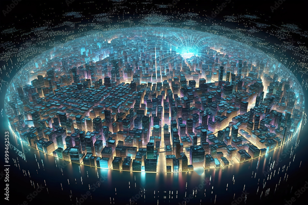 Black background Internet information network concept map Stock ...