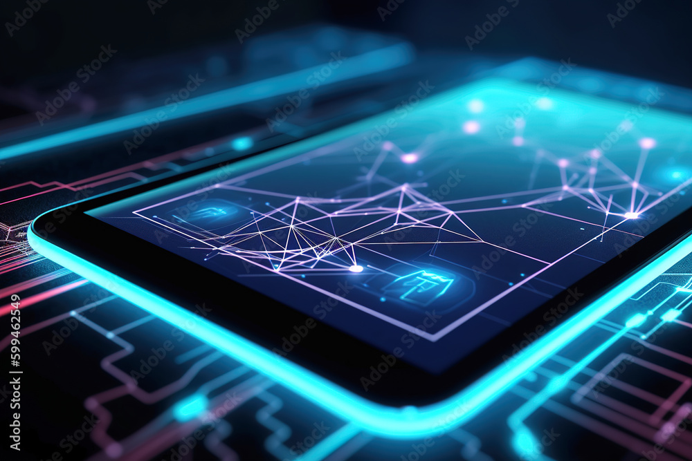 Black background Internet information network concept map Stock ...
