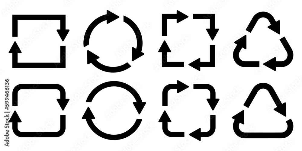 Set of circle arrows isolated on white background. Rotate arrow and ...