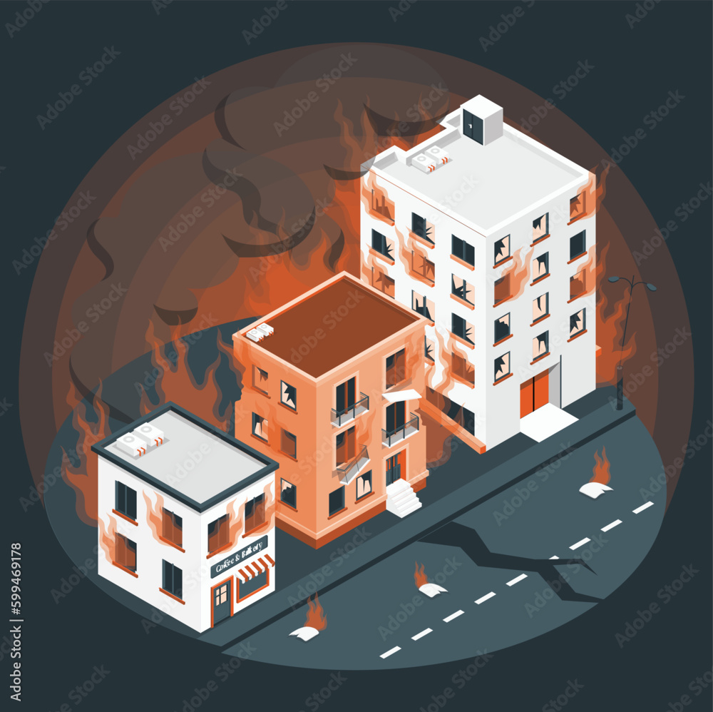 Nuclear war concept. Explosion of nuclear bomb. Apocalyptic view of ...