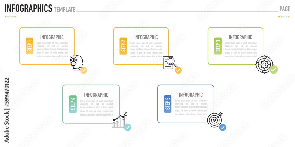Rectangular linear infographic set, collection, template or element ...
