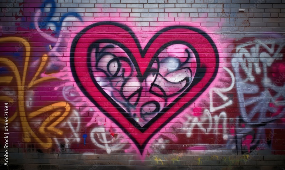 Graffiti heart symbolizes beauty in urban art Creating using generative ...