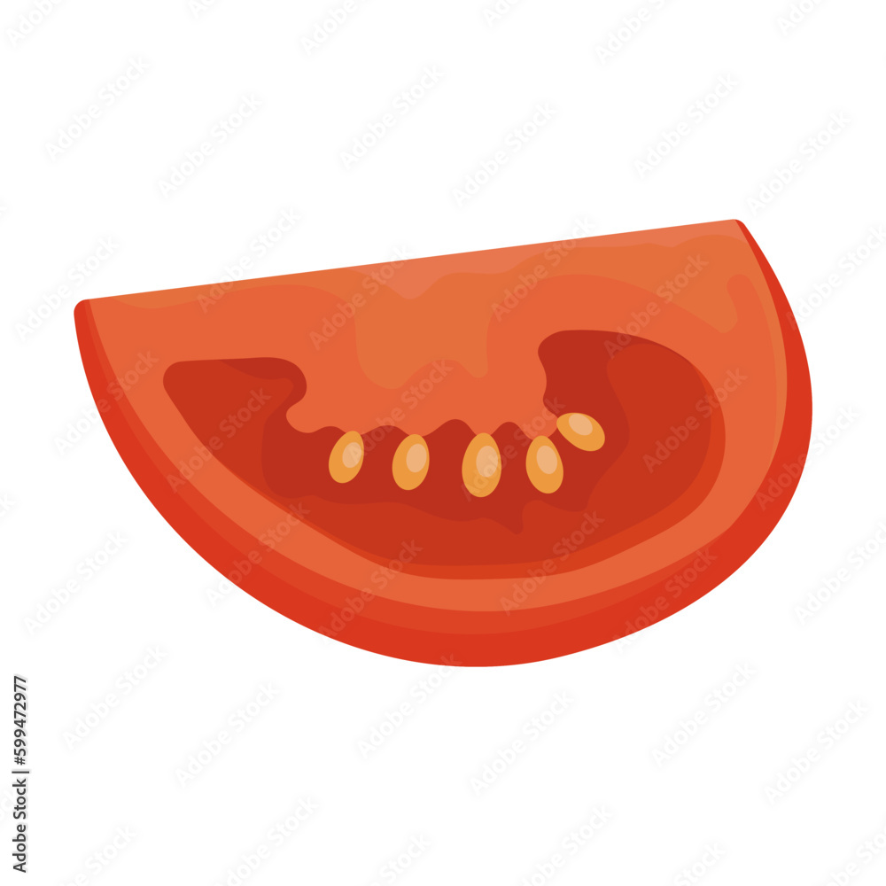 Sliced tomato quarter. Tomato wedges and slices, halved and thinly ...