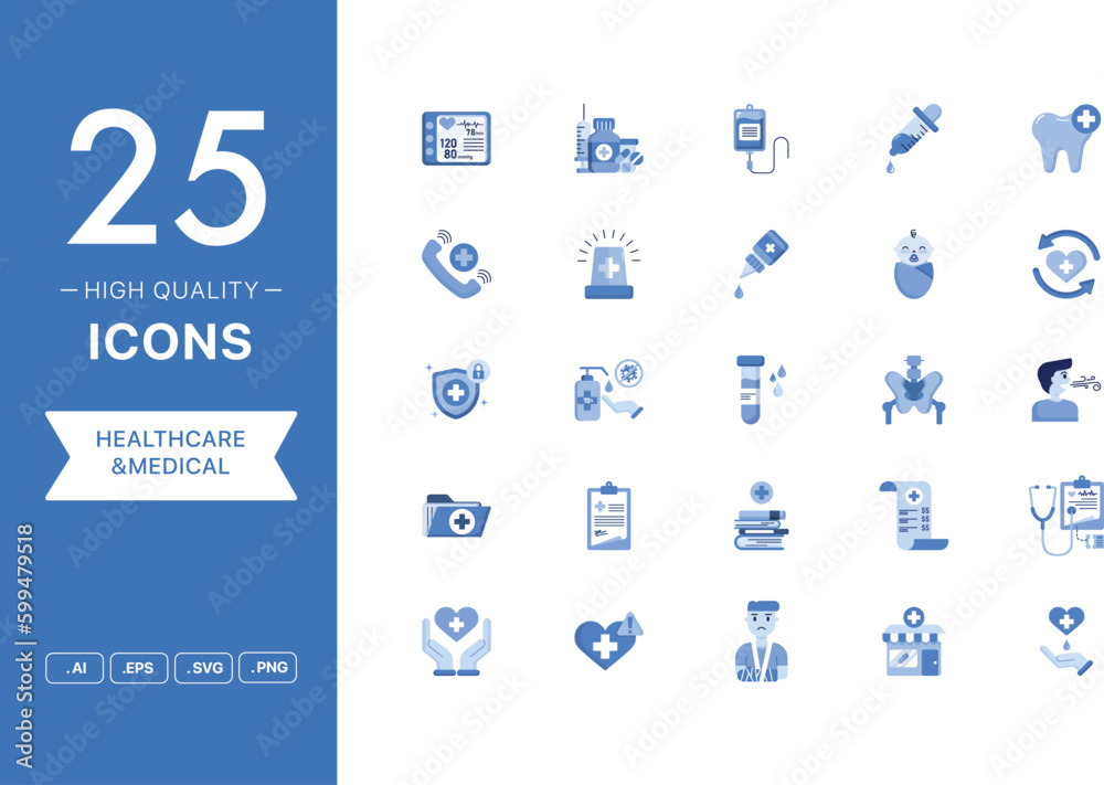 Vector set of Healthcare and Medical icons. The collection comprises 25 ...