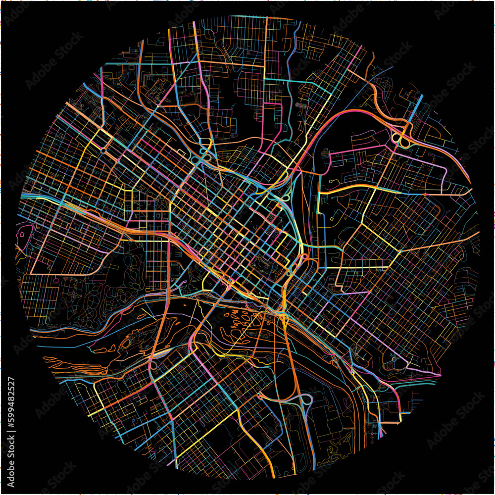 Colorful Map of Richmond, Virginia with all major and minor roads ...
