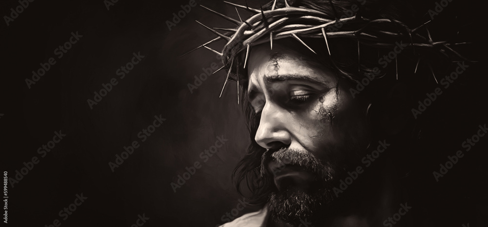 Passion of Jesus Christ being executed with a crown of thorns on the ...