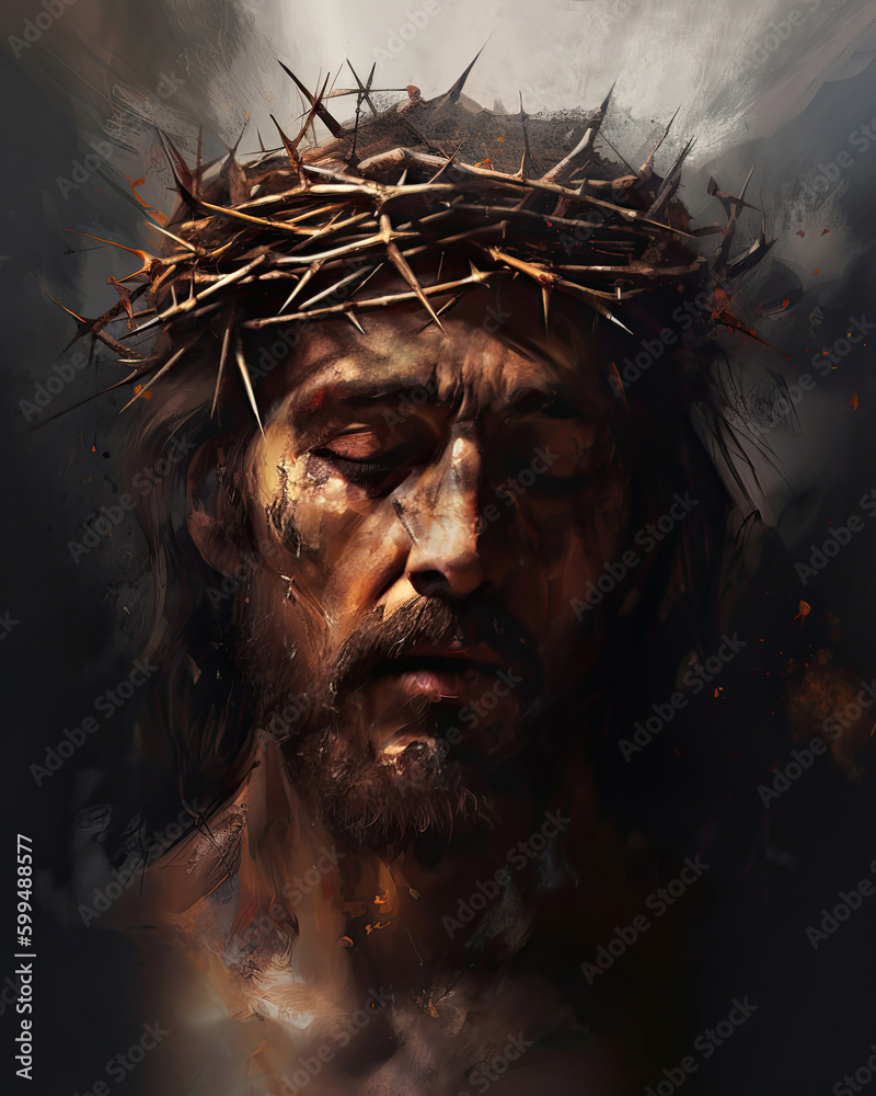 Passion of Jesus Christ being executed wearing a crown of thorns on the ...