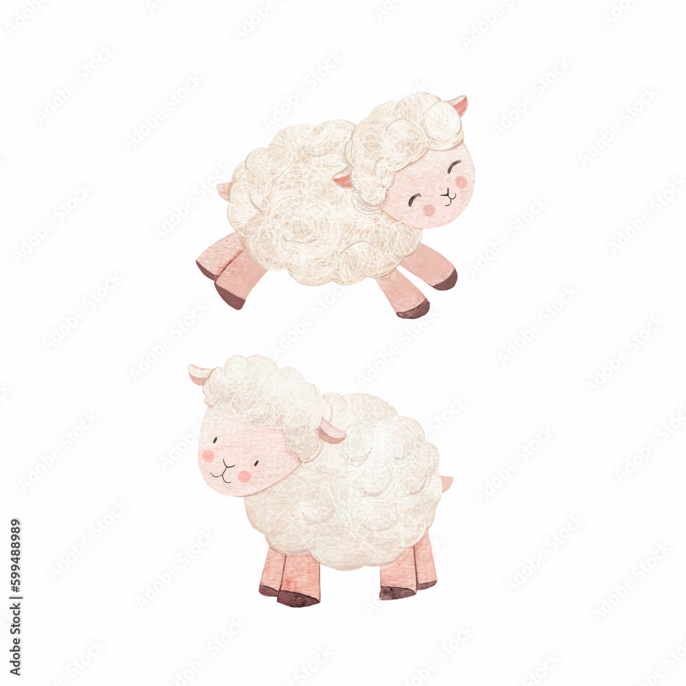 Beautiful stock illustration with hand drawn watercolor cute little ...