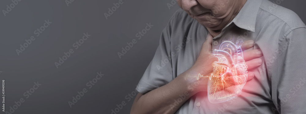Old man with heart disease , Generative ai Stock Illustration | Adobe Stock