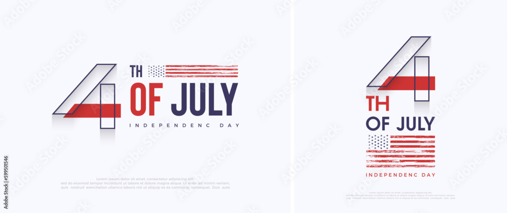 4th of July Vector Design. With unique numbers illustrations. Vector ...