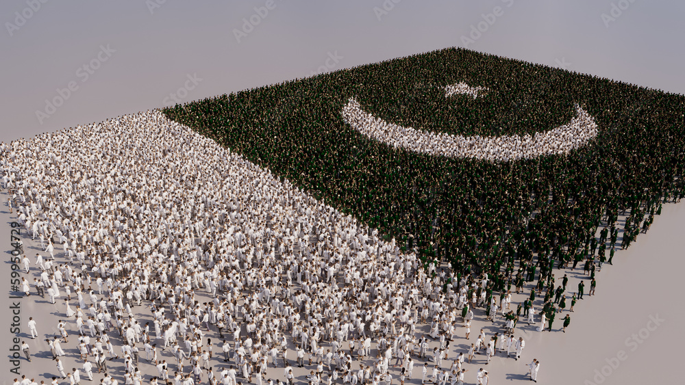 Aerial view of a Crowd of People, coming together to form the Flag of ...
