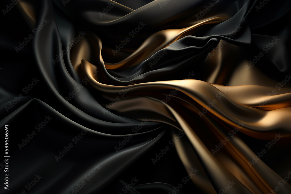 Black and Gold fabric colored silk satin background Generative AI Stock ...