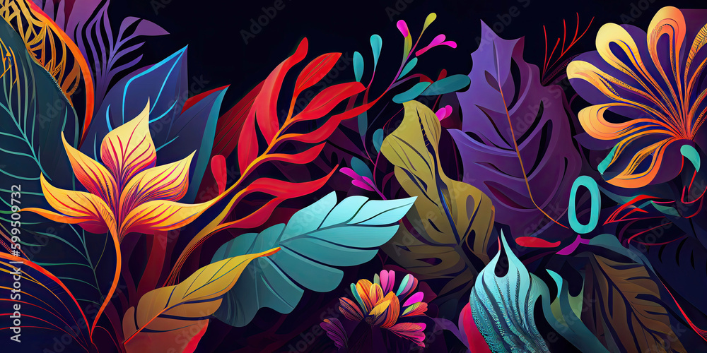Abstract colorful jungle flower background wallpaper design (Generative ...