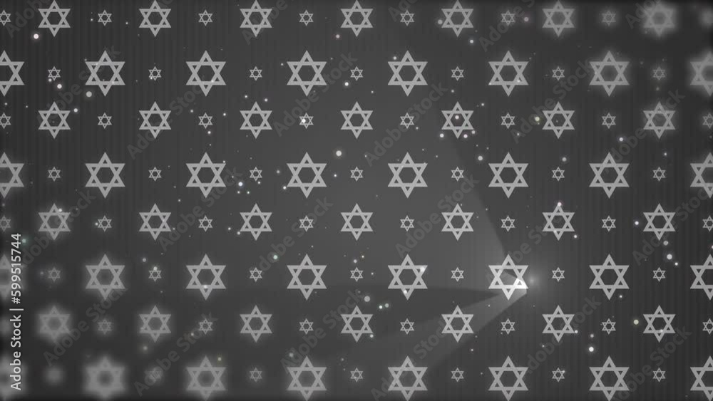 Grey background with jewish symbol star of david. Abstract animation ...