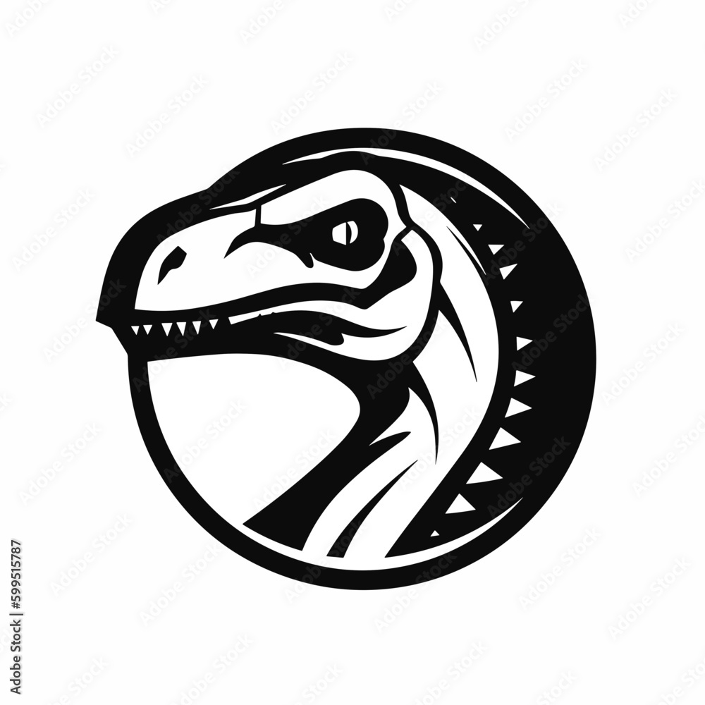 velociraptor raptor logo circle round dinosaur, logo vector art ...
