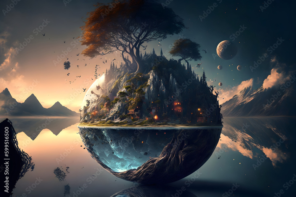 magic dreamy surreal fantasy world wallpaper, neural network generated ...