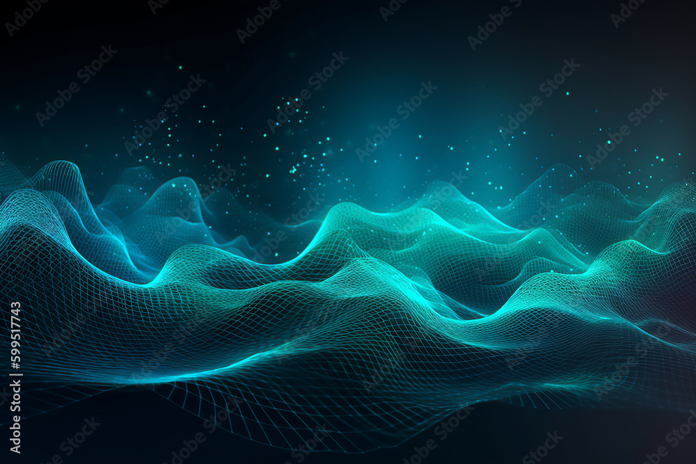 Visualization Of Wave Particle Dot Line Background Generative Ai Digital Illustration Stock