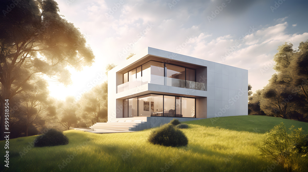 modern house design with a bold and refined facade, a warm color ...