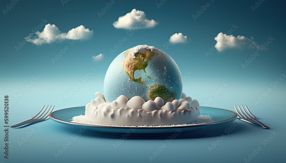 Globe model placed on plate for serve menu in famous hotels ...