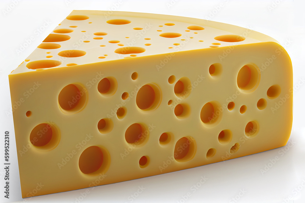 Piece of swiss cheese isolated on white background | Triangular block ...