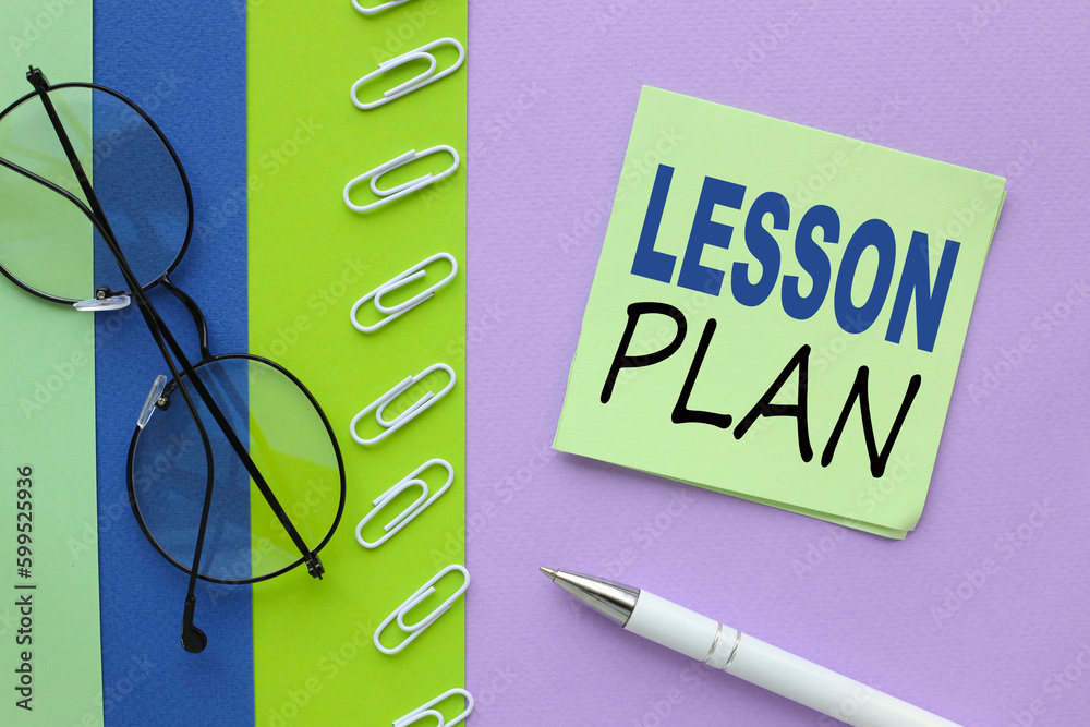 colorful background green, purple, blue Lesson Plan text on green ...
