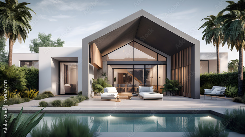 modern house design with a bold and refined facade, a warm color ...