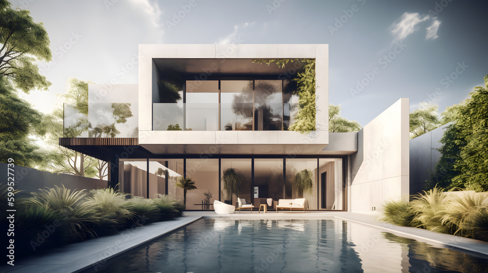 modern house design with a bold and refined facade, a warm color ...