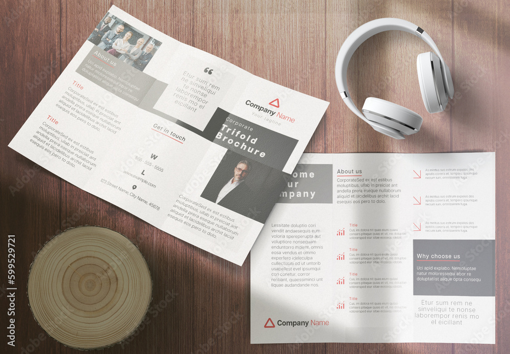 Trifold Brochure Data Analysis Layout Stock Template | Adobe Stock